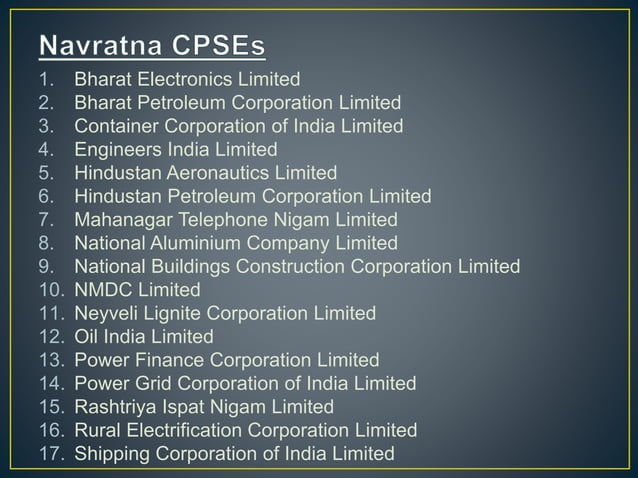 List of Maharatna, Navratna and Miniratna CPSEs(CENTRAL PUBLIC SECTOR ...