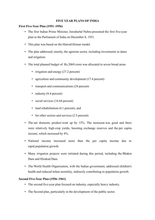 Five Year Plans of India | PDF