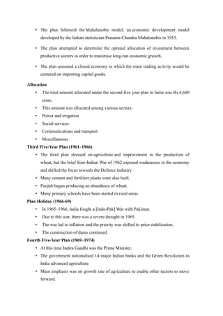 Five Year Plans of India | PDF | Agriculture | Industries