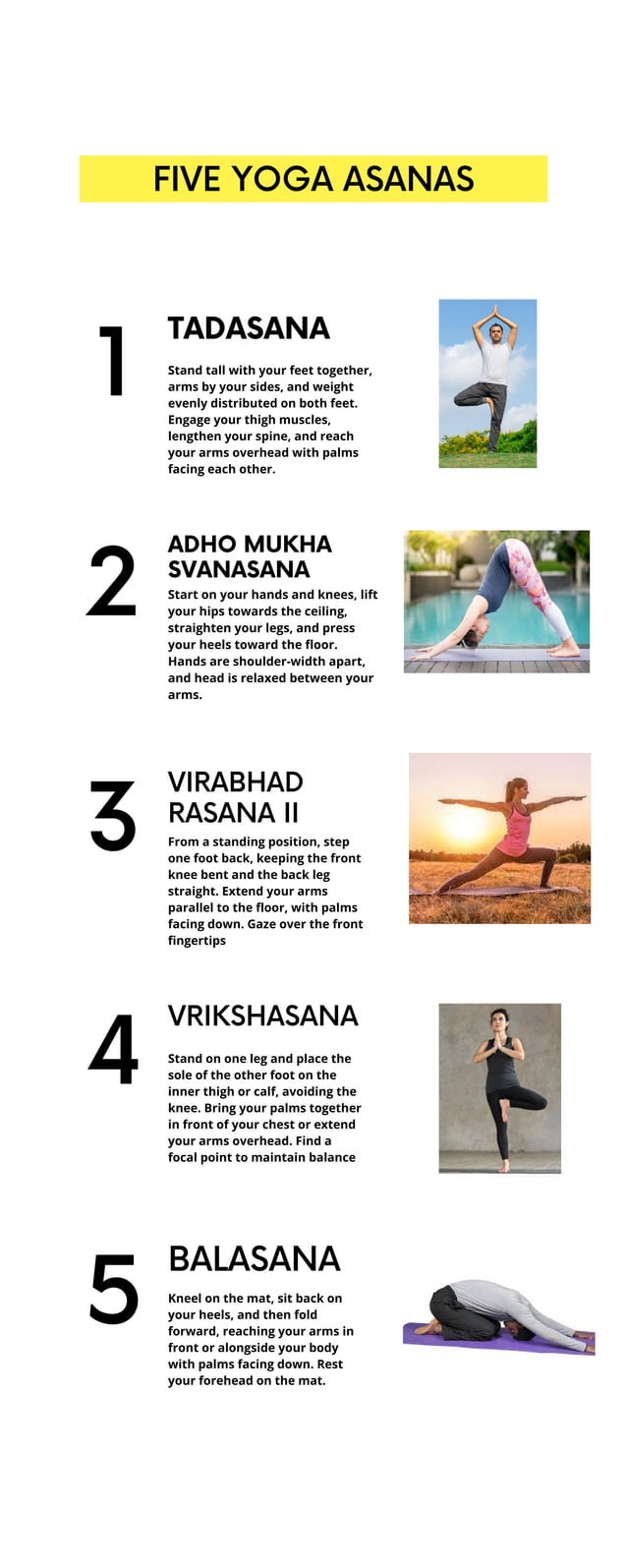FIVE YOGA ASANAS.pdf | Fitness and Exercise | Healthy Living