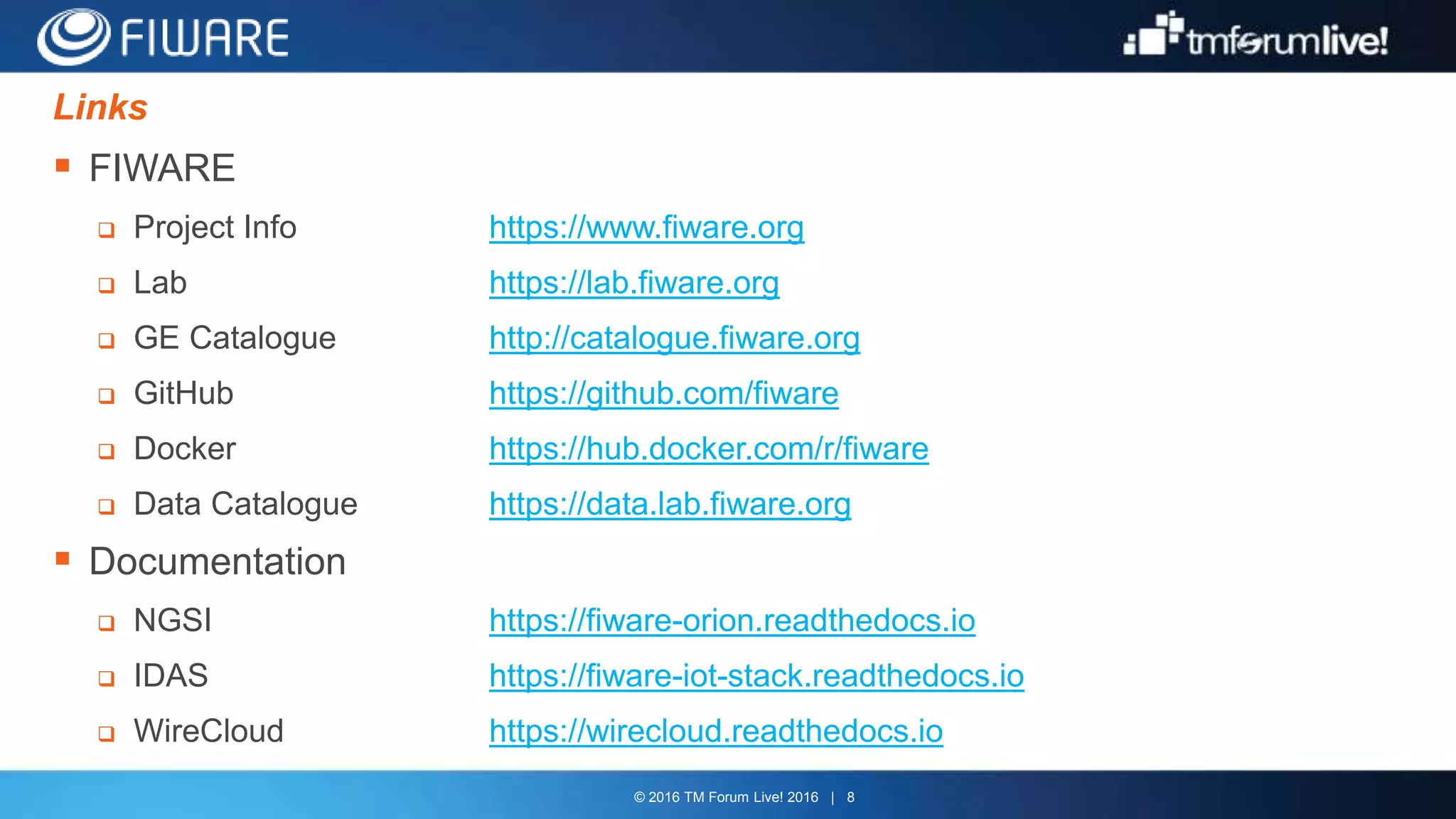 TMForum Open Hack Opening Session - FIWARE | PPT