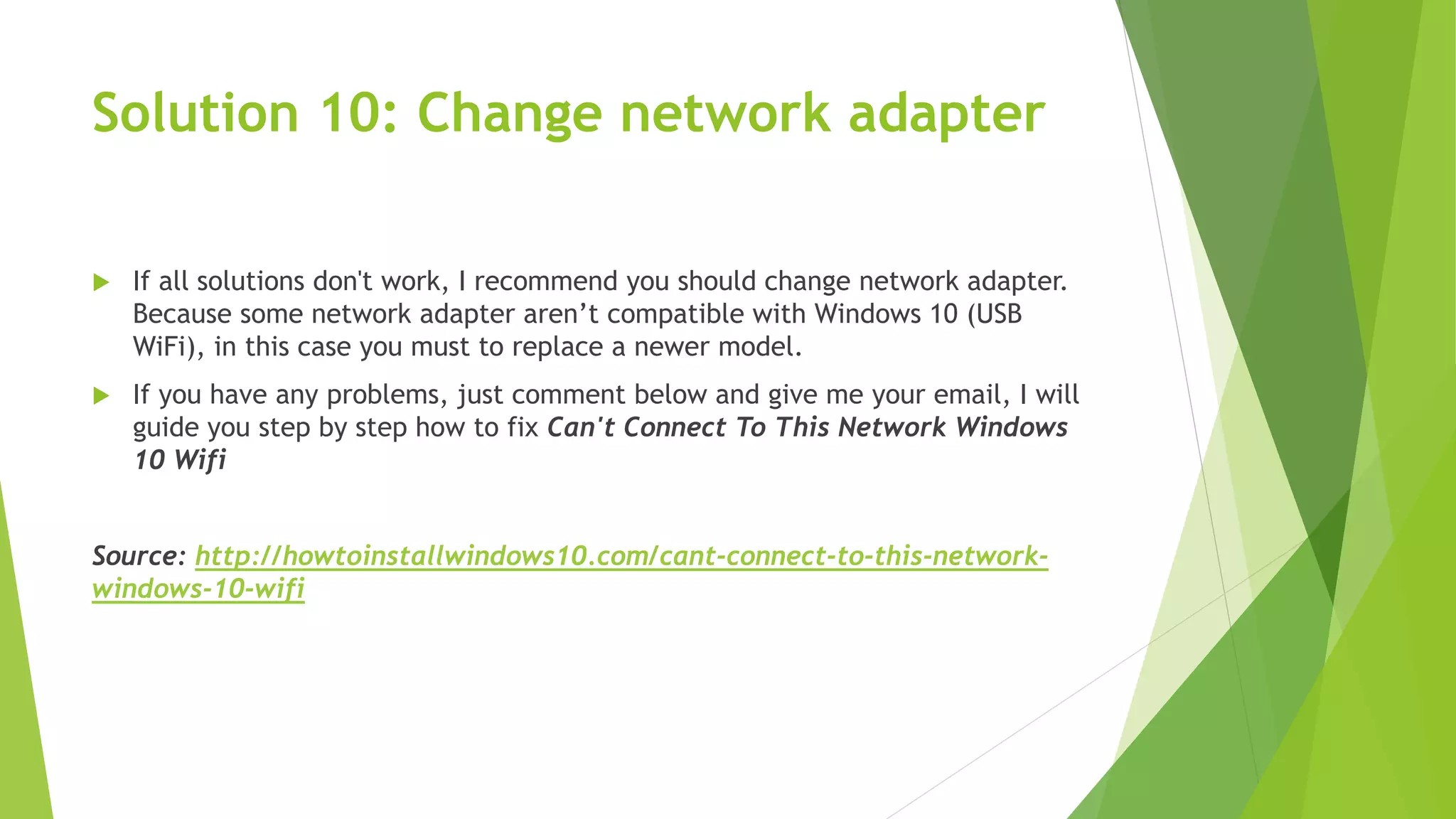 How to fix can't connect to this network Windows 10 Wifi | PPTX | Computer Networking | Computing