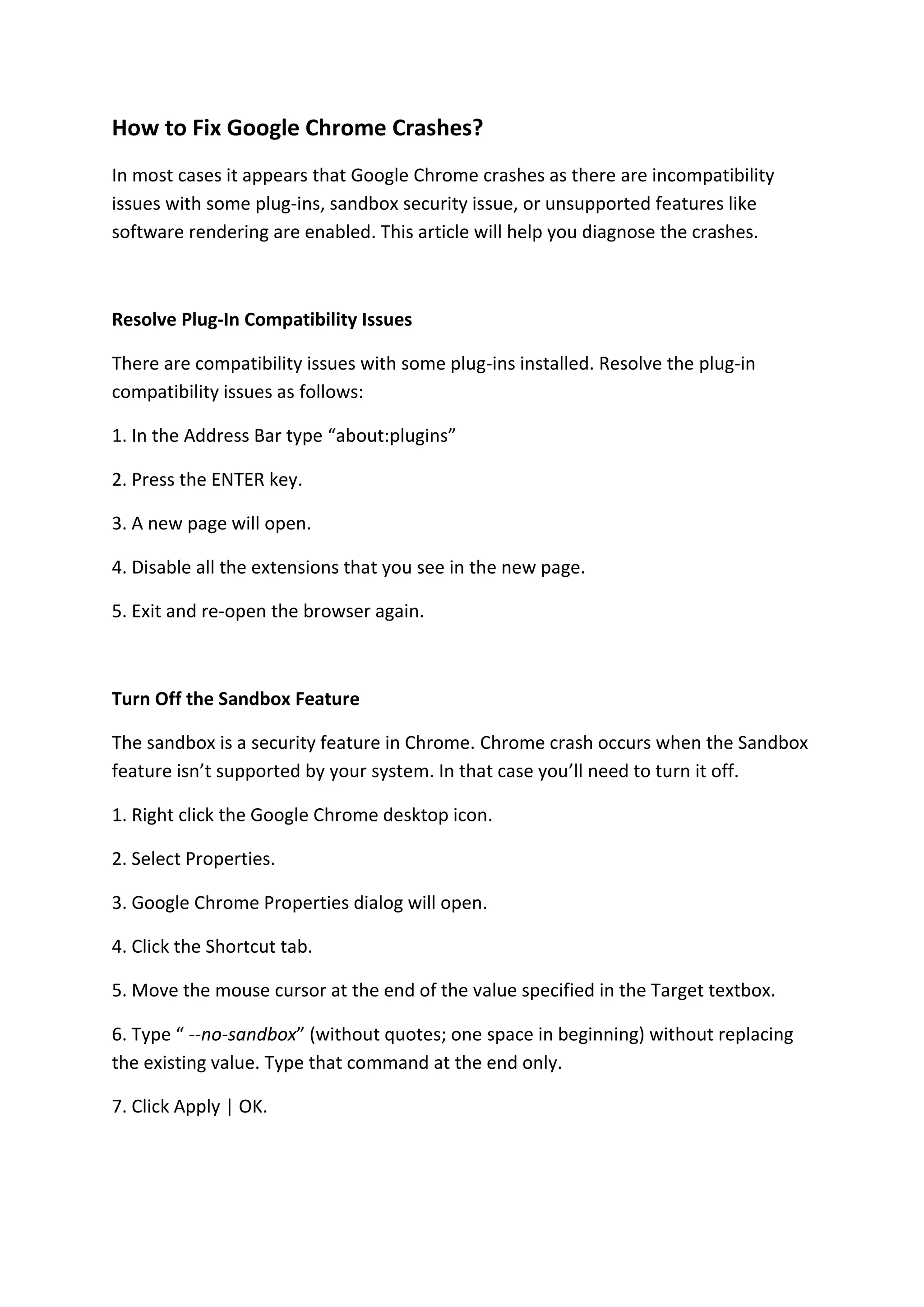 Fix Google Chrome Crashes | PDF
