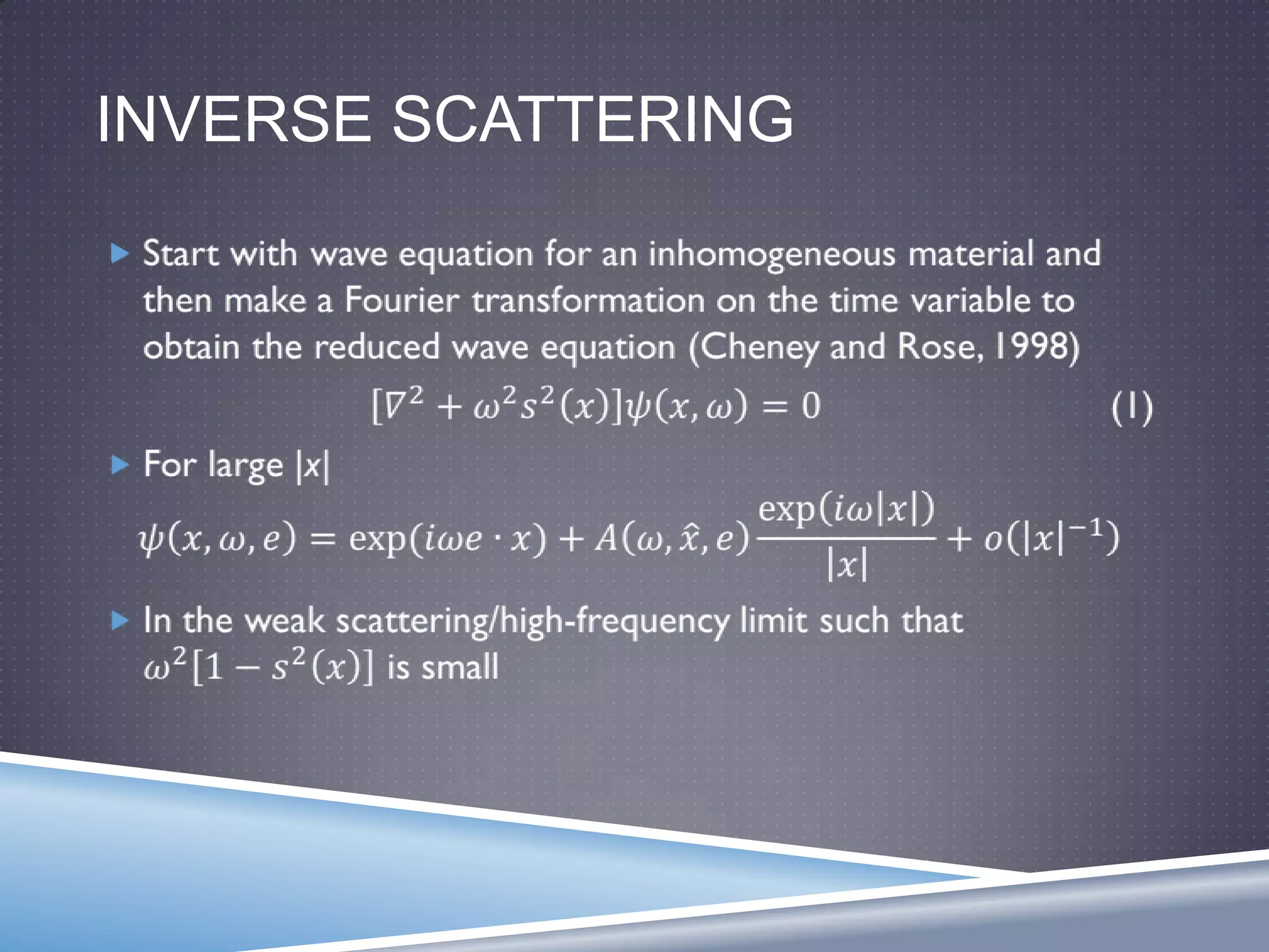 Inverse scattering, seismic traveltime tomography, and neural networks | PPTX | 3-D Graphics ...