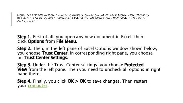 Fix Microsoft Excel Cannot Open Or Save Any More Documents
