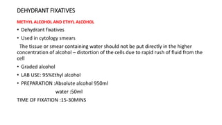 FIXATIVES in Pathology for Postgraduate and DMLT | PPTX