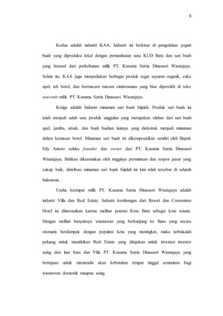 internship report in Kusuma Agro Wisata | DOCX