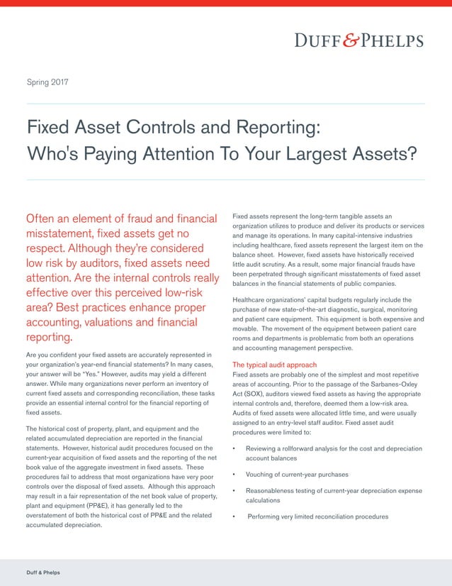 Fixed Asset Controls and Reporting: Who's Paying Attention to Your ...