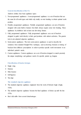 Fixed orthodontic appliance/ for orthodontists by Almuzian | DOCX