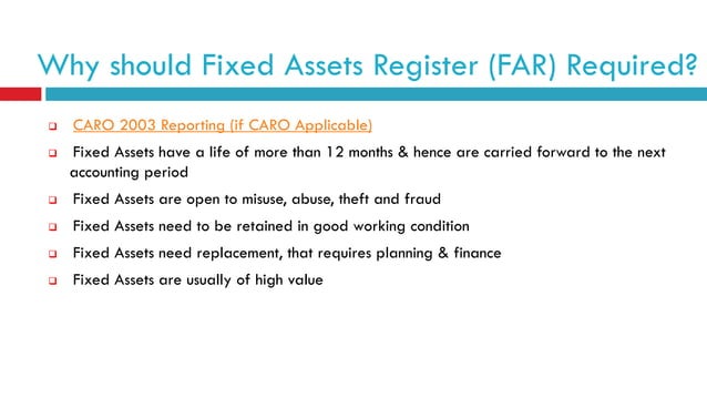 Fixed asset register | PPTX