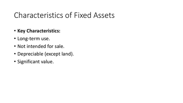 Fixed Assets explanation on short terms. | PPT