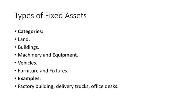 Fixed Assets explanation on short terms. | PPT