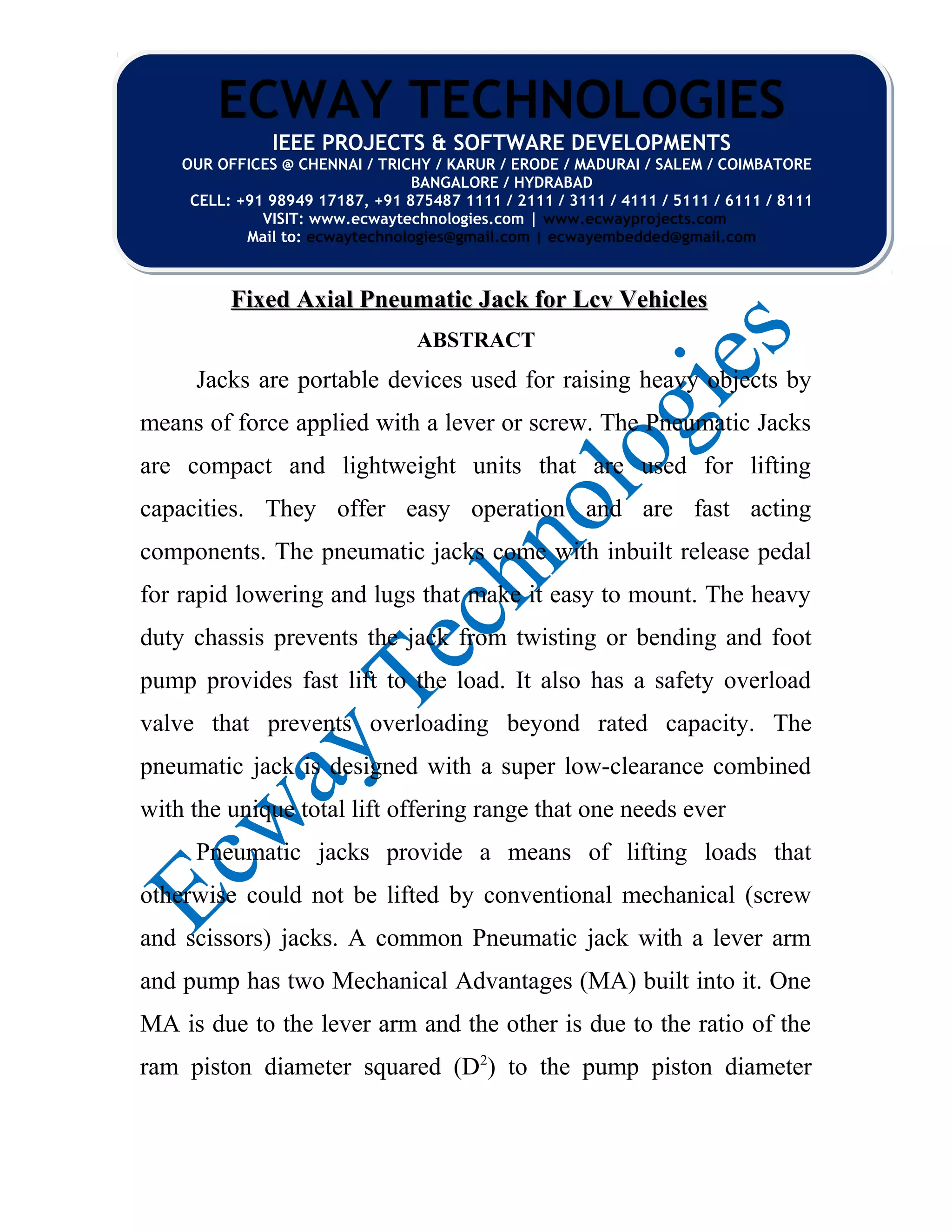 Fixed axial pneumatic jack | DOC