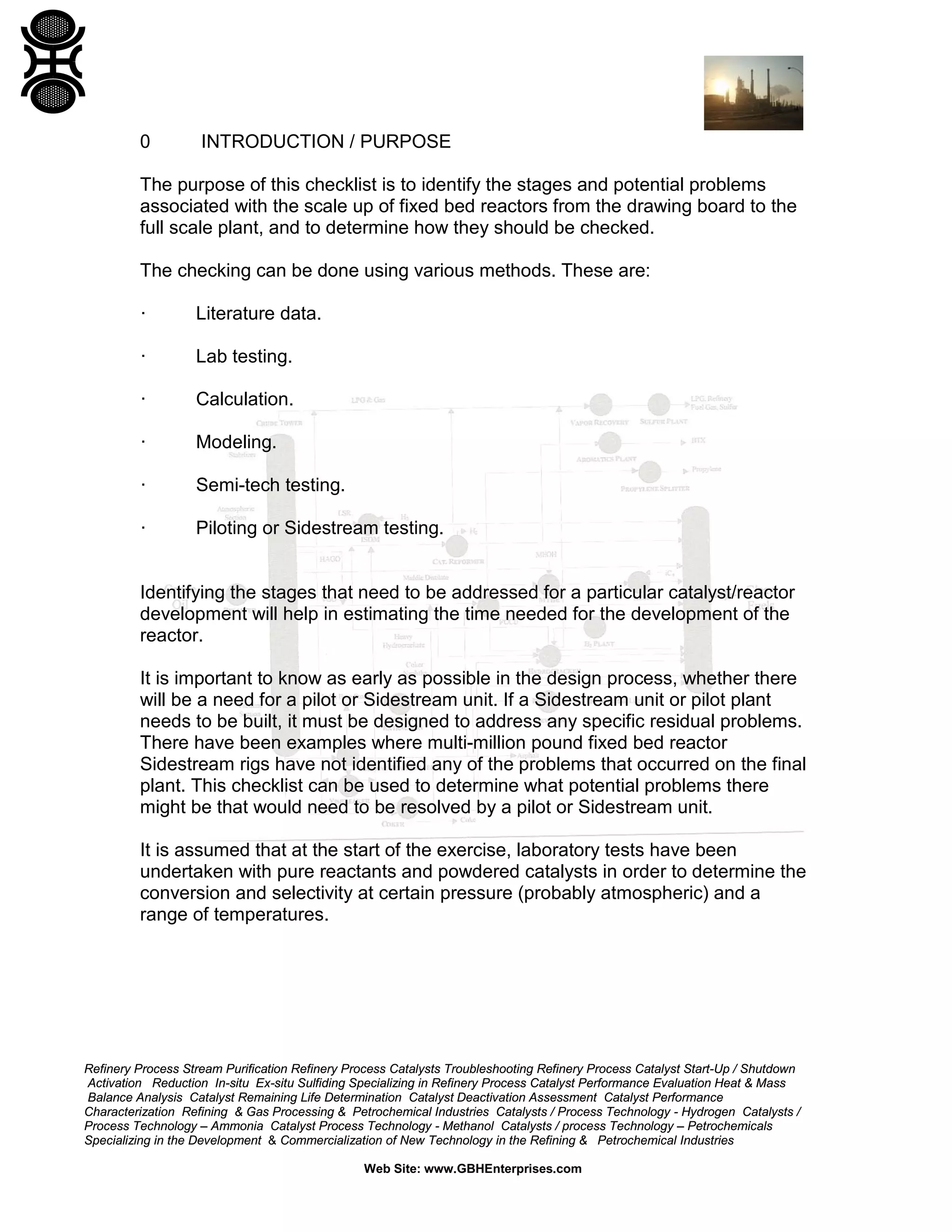Fixed Bed Reactor Scale-up Checklist | PDF