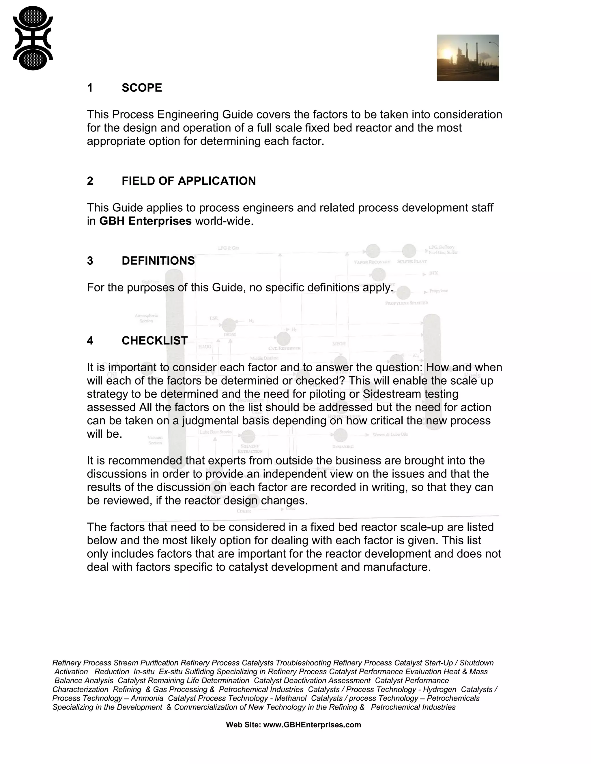 Fixed Bed Reactor Scale-up Checklist | PDF