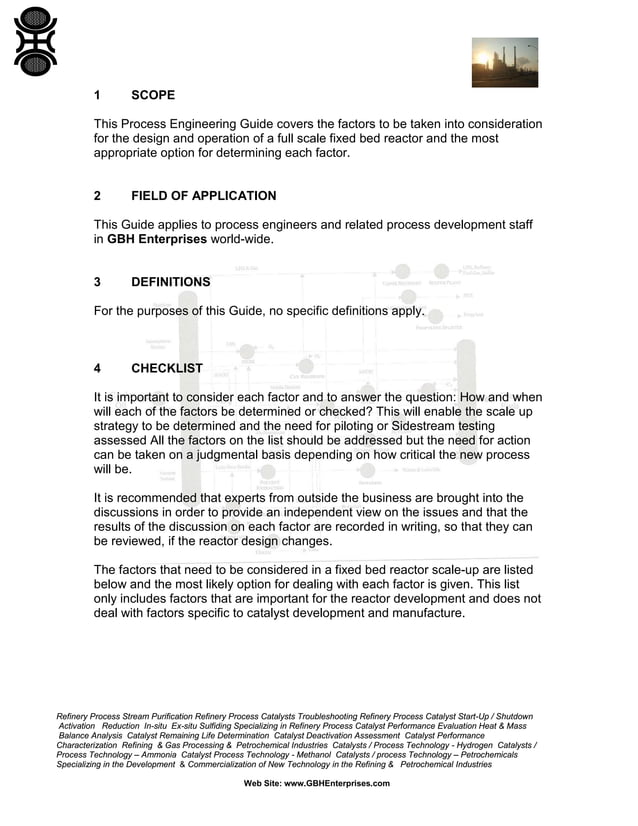 Fixed Bed Reactor Scale-up Checklist | PDF