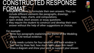 Fixed & constructed response format.pptx | Educational Assessment ...