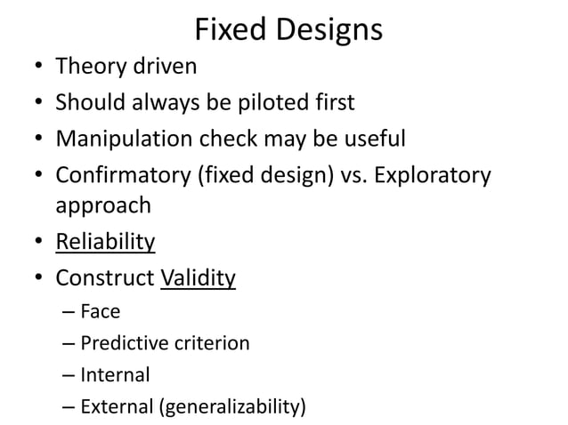 Fixed Designs for Psychological Research | PPTX
