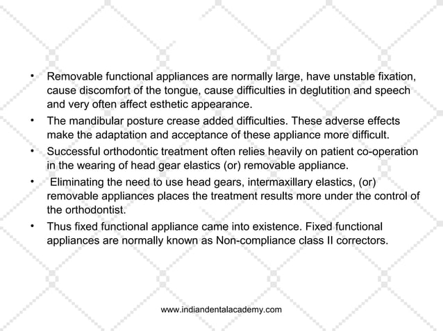 Fixed functional appliances | PPT | Dental Health | Diseases and Conditions