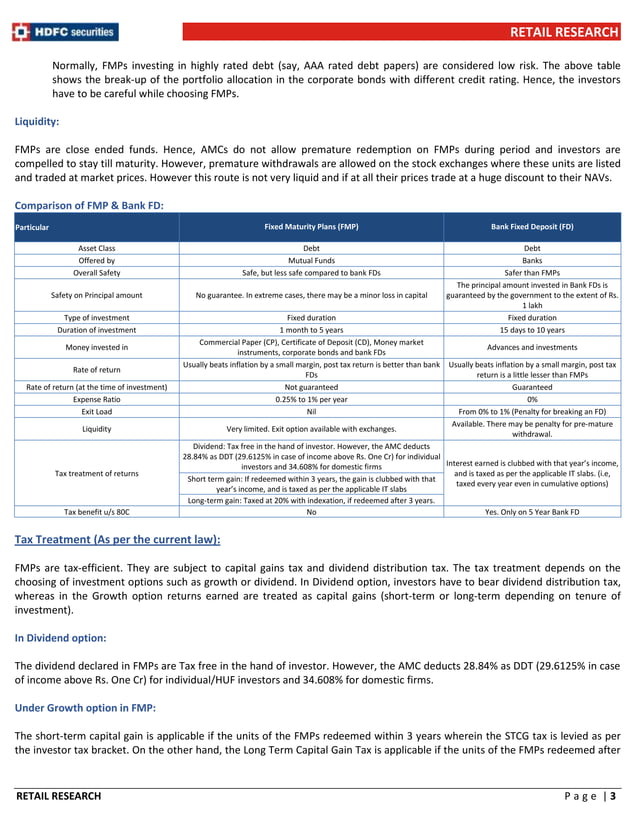 Fixed Maturity Plans (FMP) – an attractive Debt Mutual fund Option | PDF