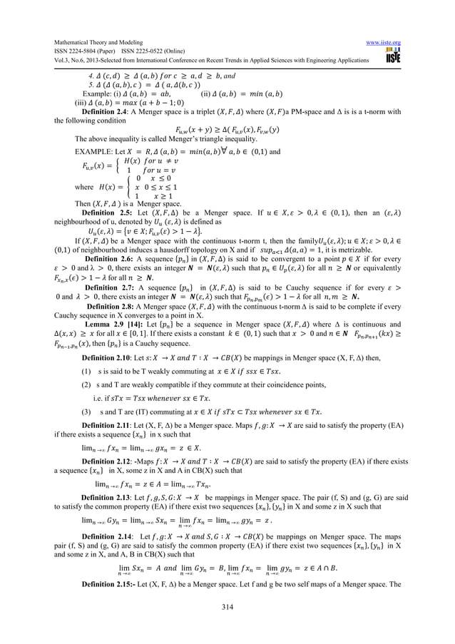 Fixed point result in menger space with ea property | PDF
