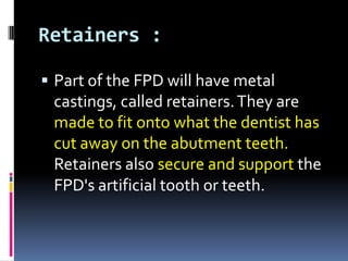 Fixed prosthodontics components | PPT