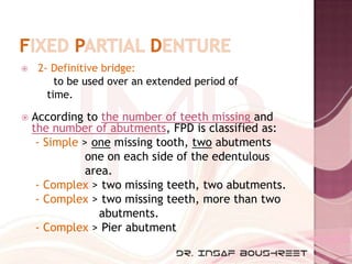 Fixed prosthodontics lesson 6 | PPSX | Dental Health | Diseases and ...
