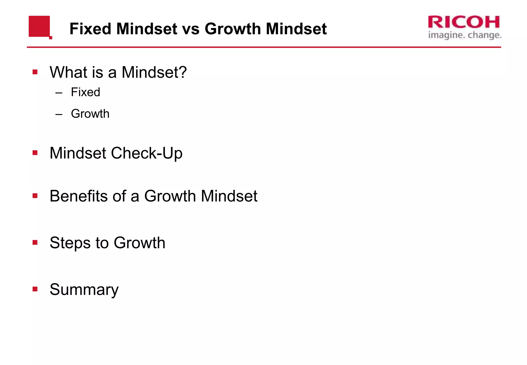 Fixed vs Growth Mindset | PPTX