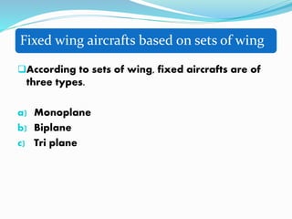 Fixed wing aircrafts power point presentation | PPTX