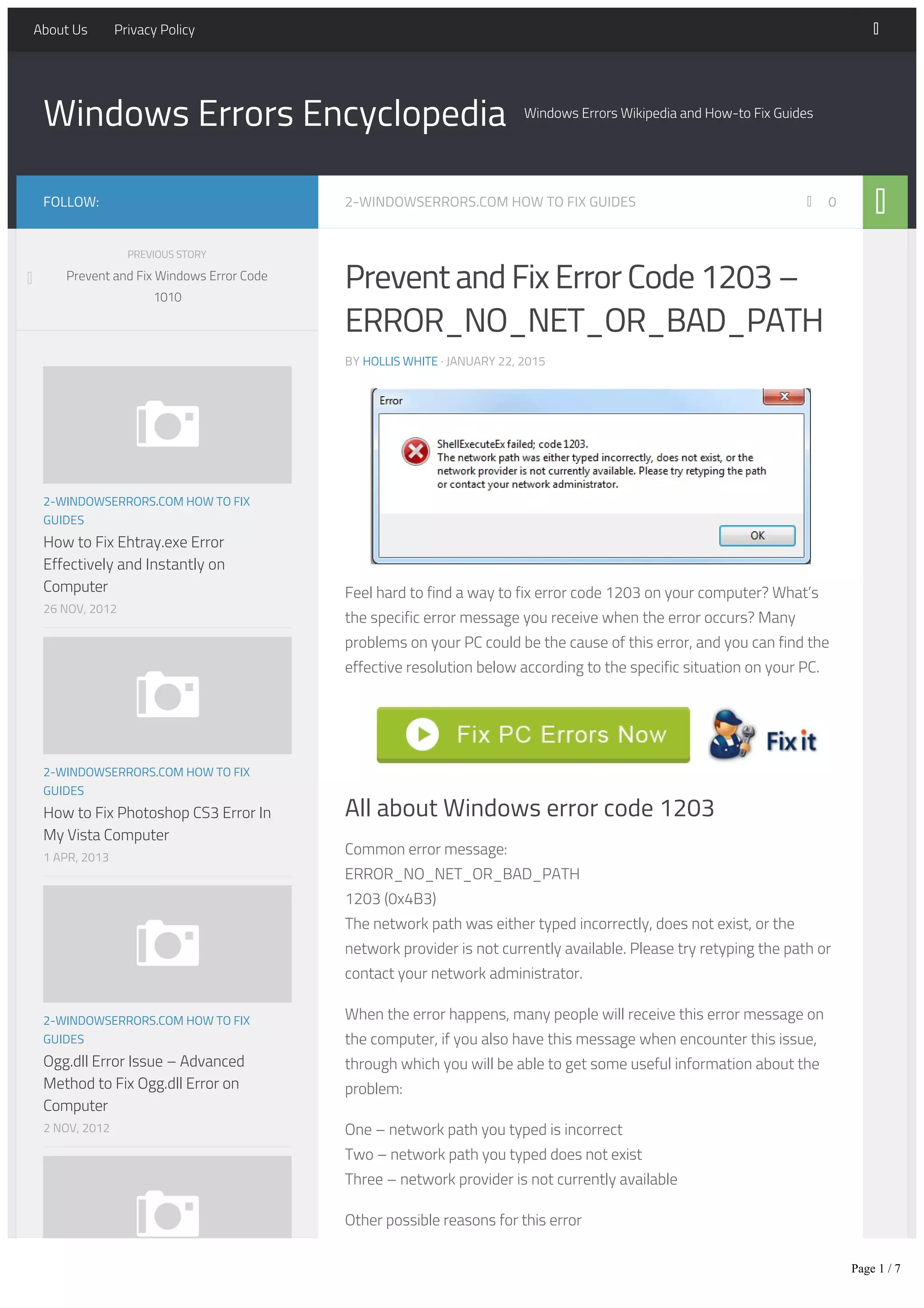 How can I Fix Error Code 1203 | PDF