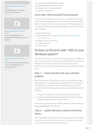 How can I Fix Error Code 1203 | PDF