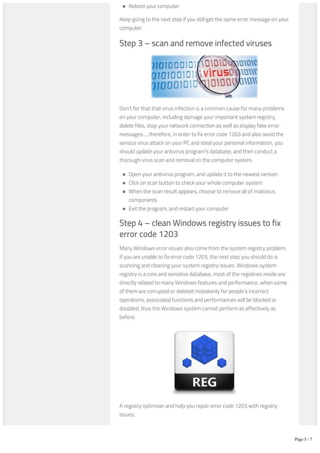 How can I Fix Error Code 1203 | PDF