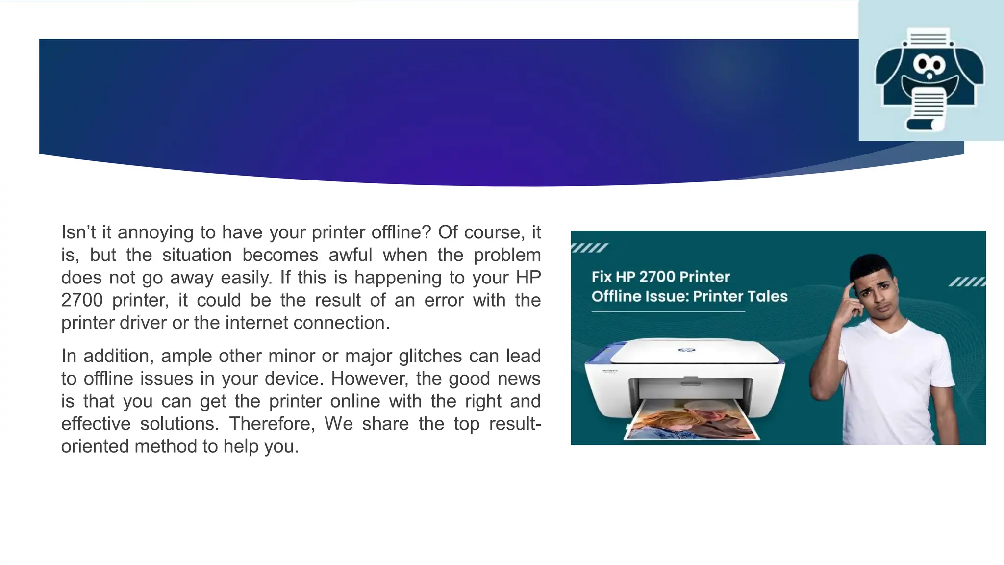 Fix HP 2700 Printer Offline Issue: Printer Tales | PPT