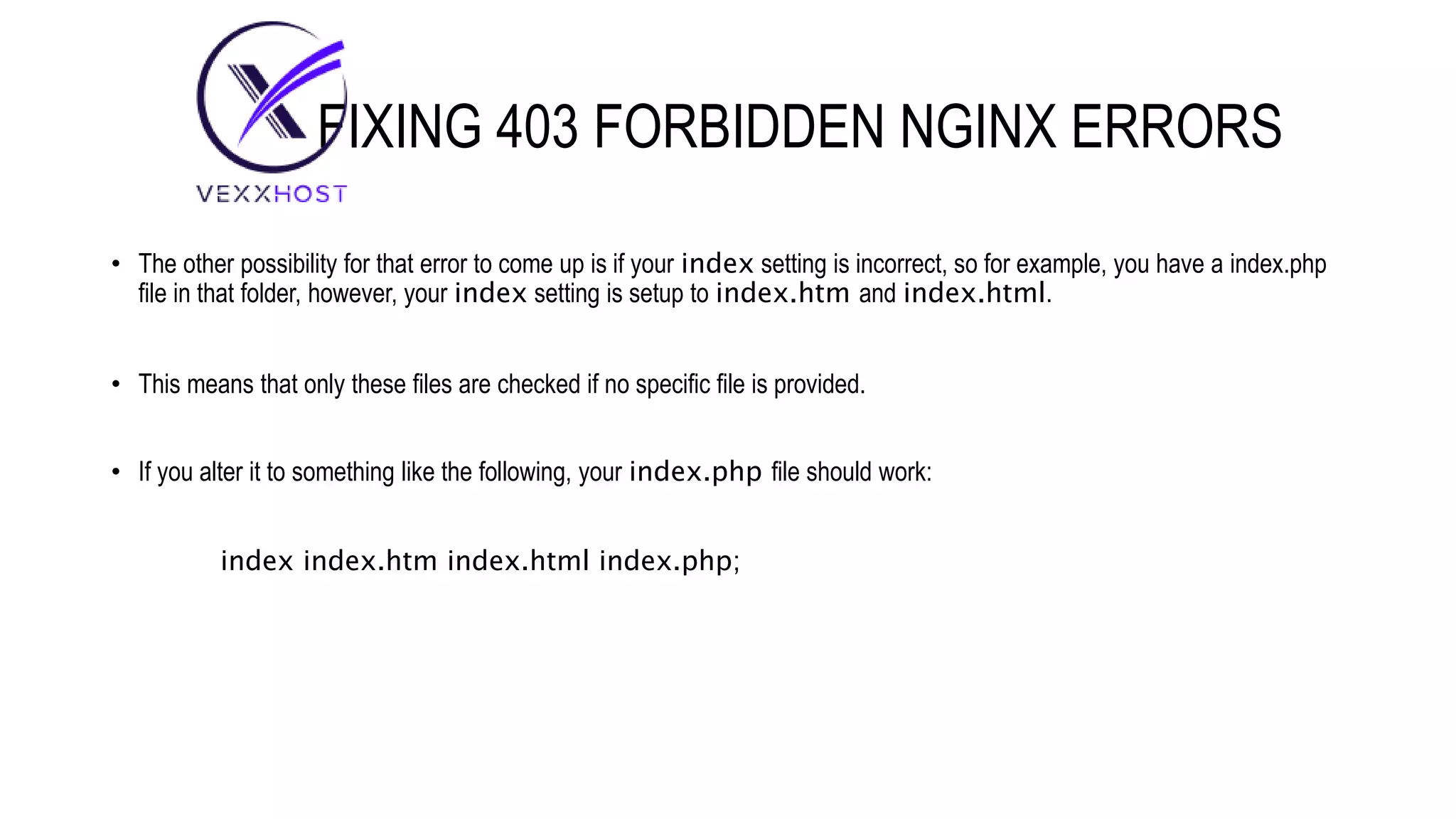 Fixing 403 Forbidden Nginx Errors | PPT