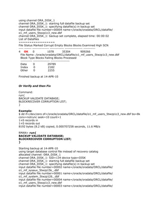 FIXING BLOCK CORRUPTION (RMAN) on 11G | PDF | Operating Systems | Computer Software and Applications