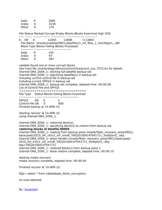 FIXING BLOCK CORRUPTION (RMAN) on 11G | PDF | Operating Systems | Computer Software and Applications