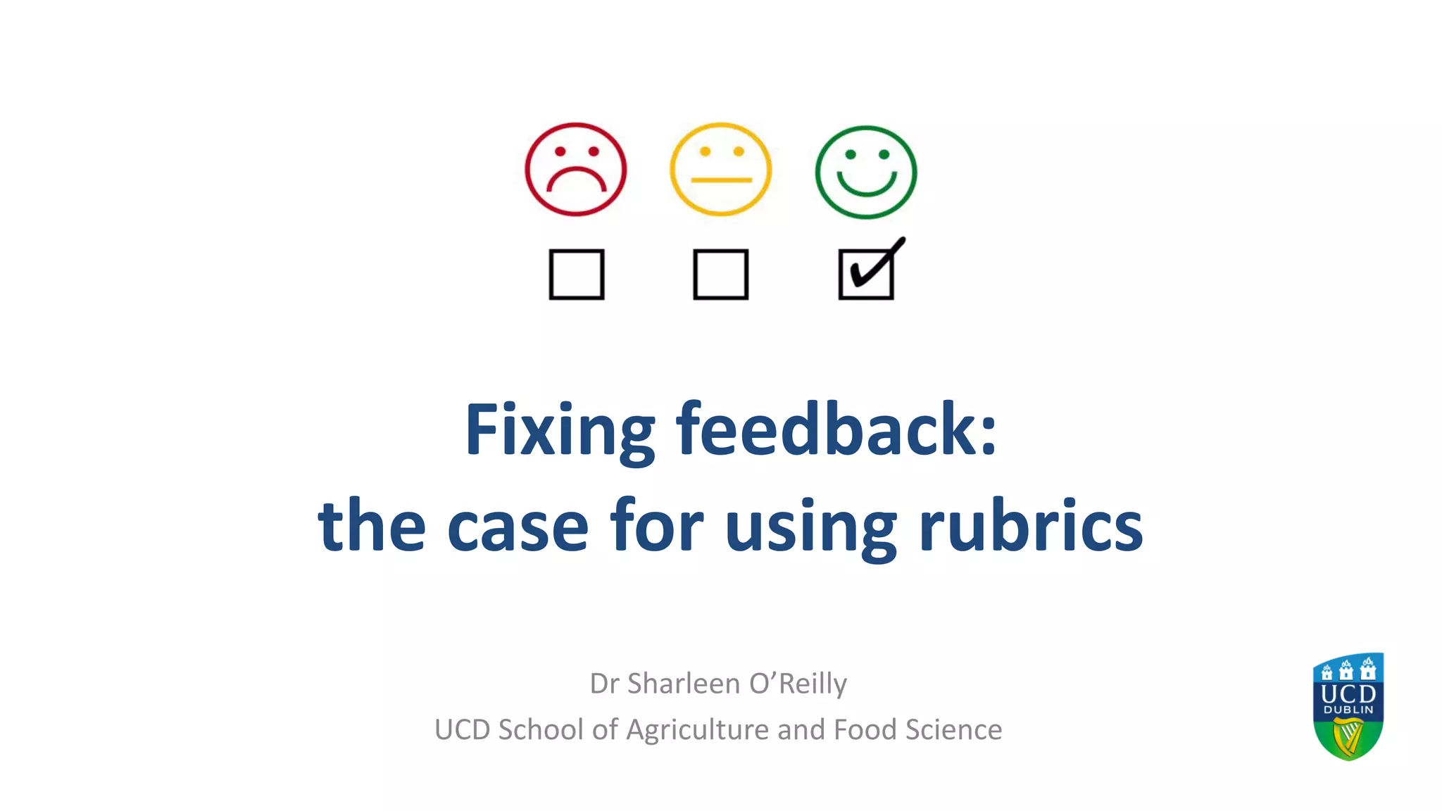 Fixing Feedback: The case for using rubrics | PDF