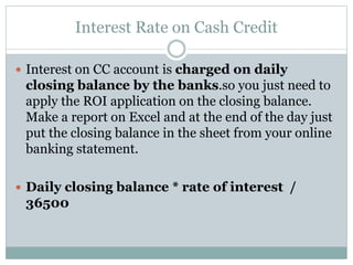 Fixing interest rates of OD and CC | PPTX