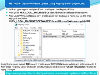 Fixing windows 10 automatic updates install problem | PPT