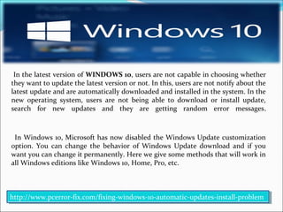 Fixing windows 10 automatic updates install problem | PPT