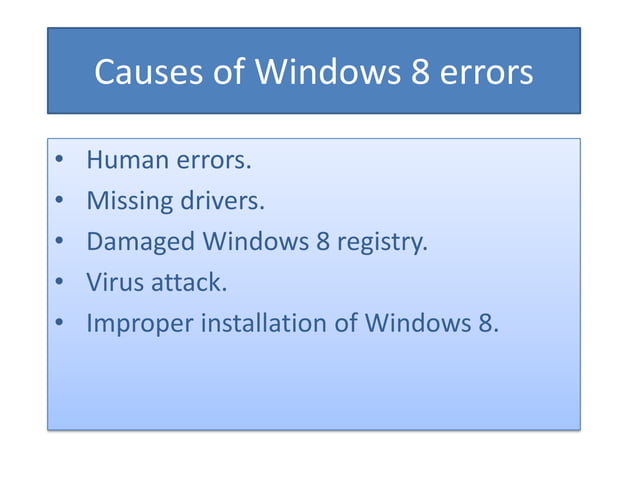Tips to Fix windows 8 most common errors | PPT