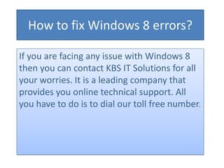 Tips to Fix windows 8 most common errors | PPTX