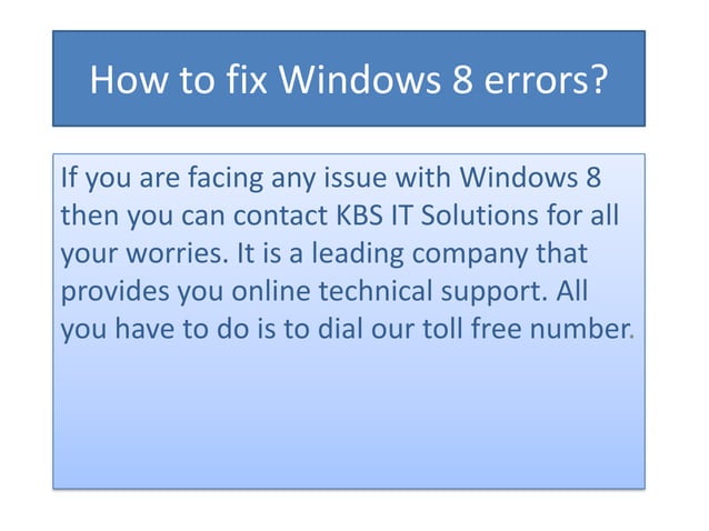 Tips to Fix windows 8 most common errors | PPT