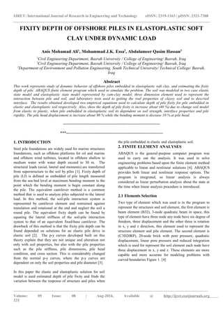 Fixity depth of offshore piles in elastoplastic soft clay under dynamic load | DOC | Geology ...