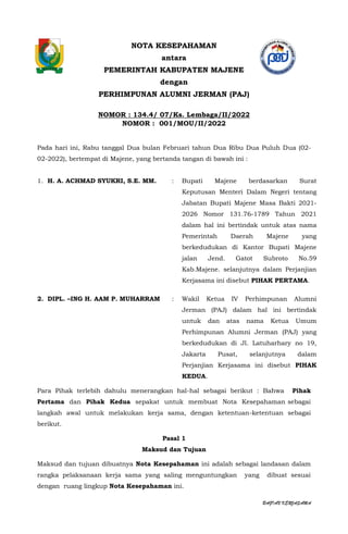 nota kesepahaman mjn paj | PDF