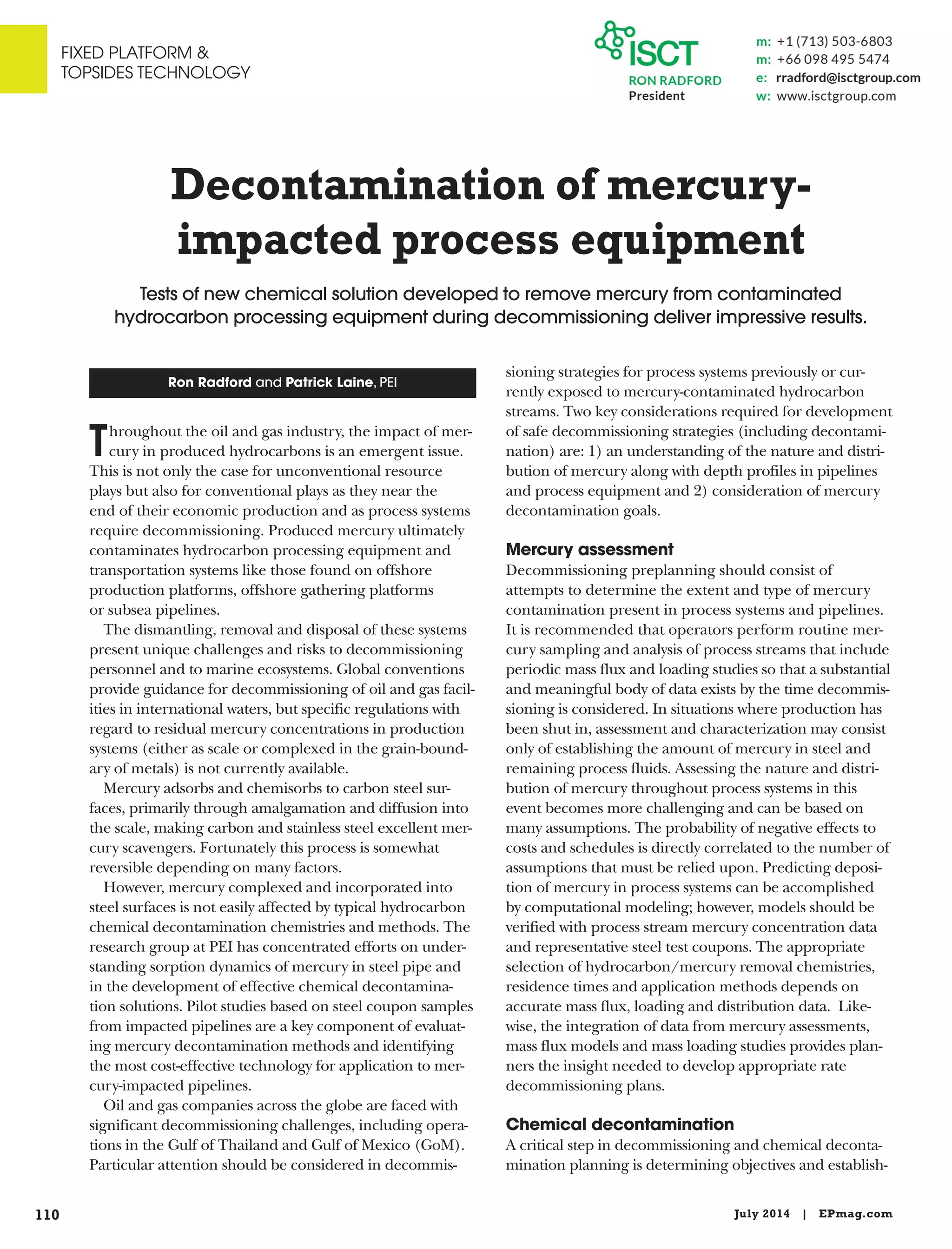 Decontamination of mercury impacted process equipment | PDF
