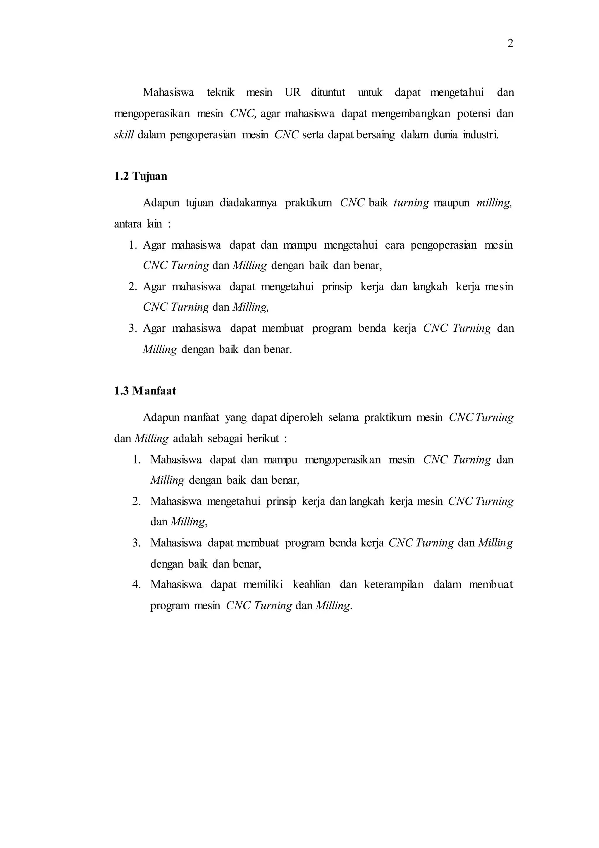 LAPORAN CNC MILLING DAN TURNING TEKNIK MESIN UNIVERSITAS RIAU | DOCX