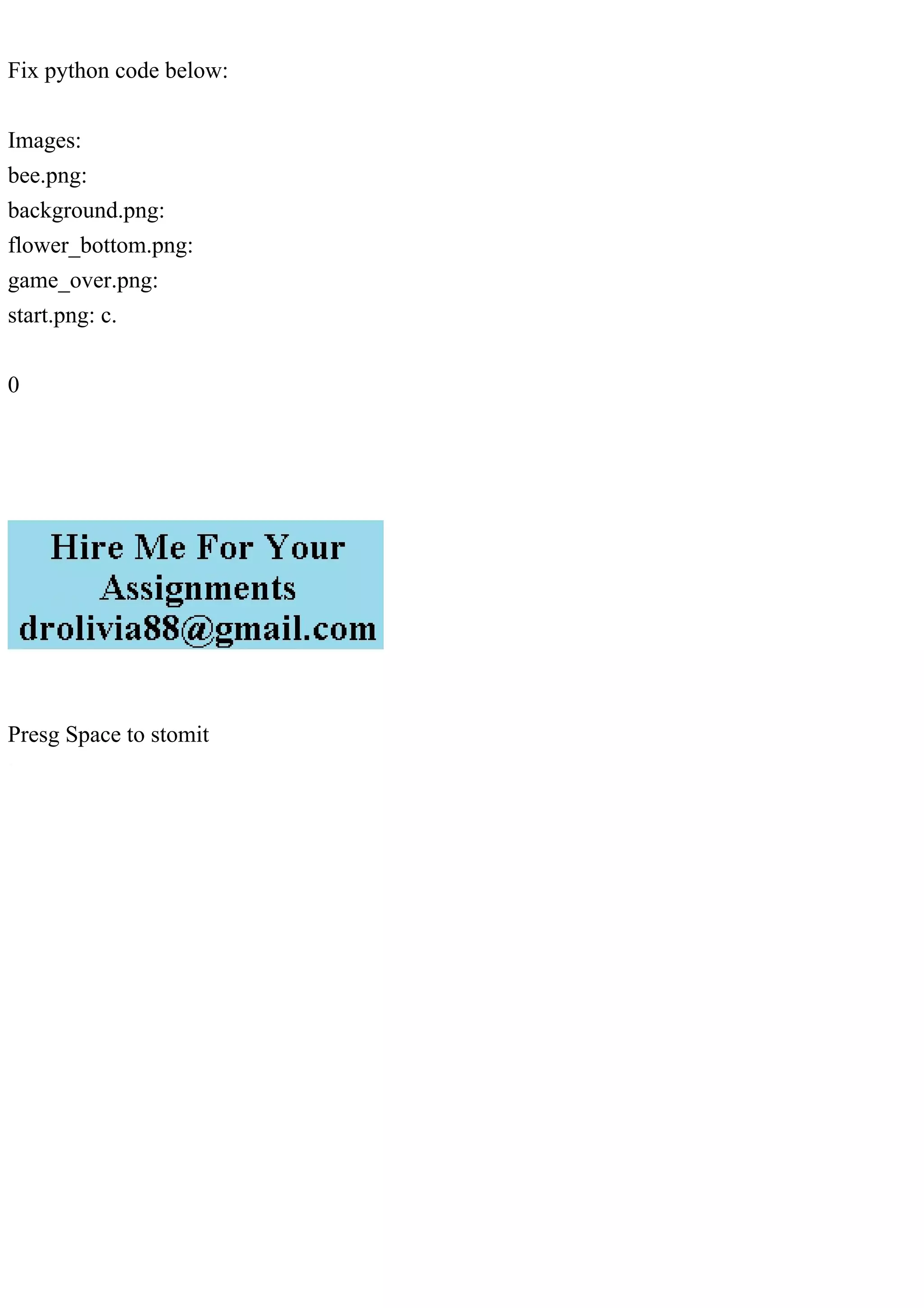 Fix python code belowImagesbee.pngbackground.pngflower.pdf | Free Download