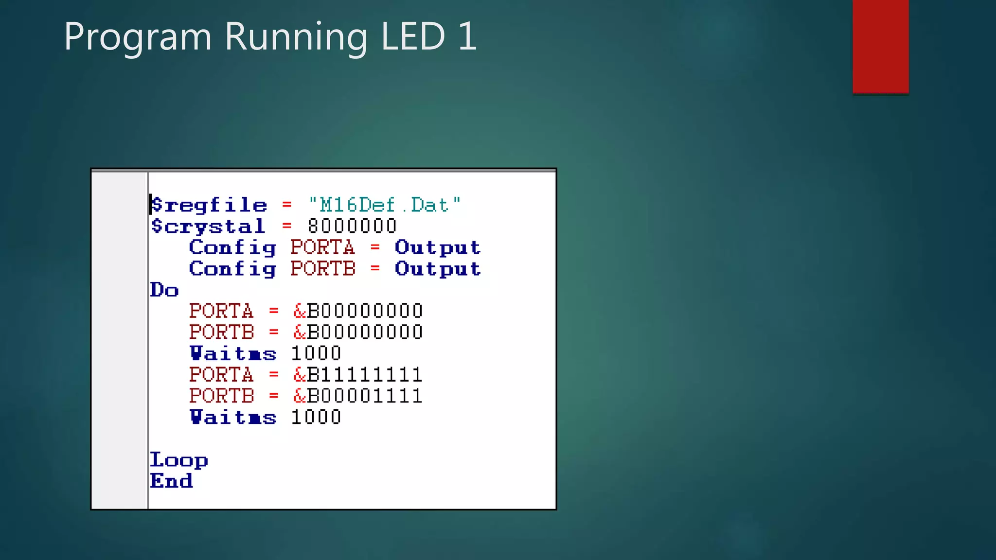 Running LED with ATmega 16 | PPTX