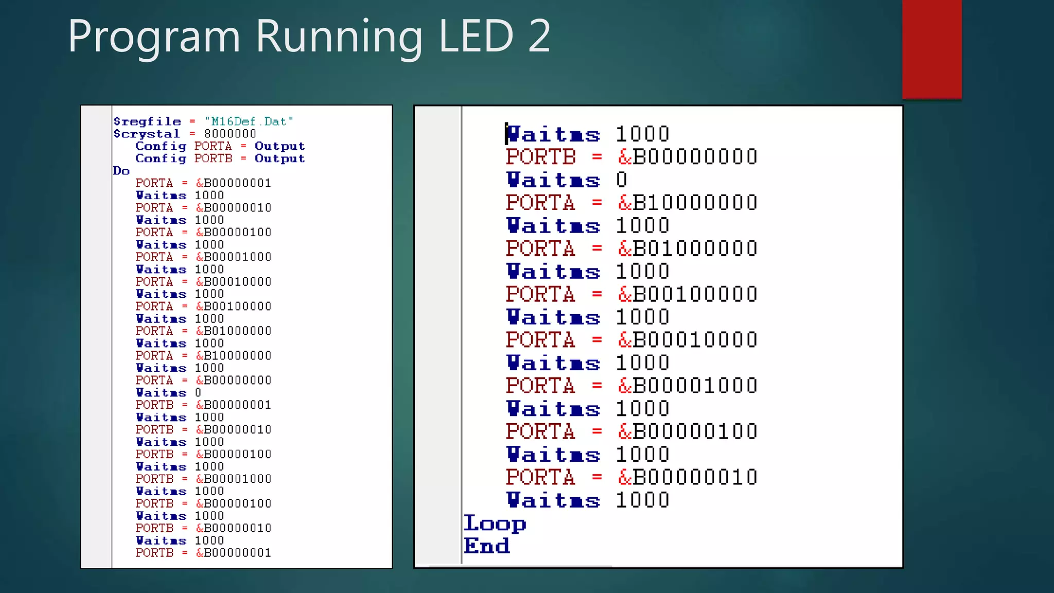 Running LED with ATmega 16 | PPTX